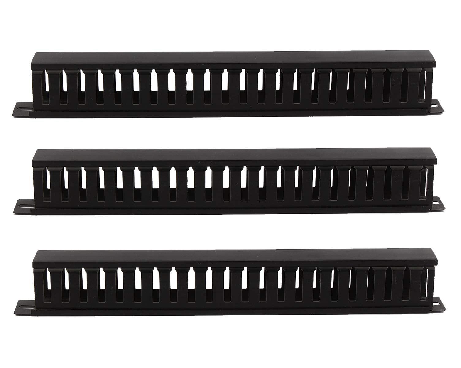 BOXNUBE 1U 22 Slot Rack Mount Horizontal Cable Manager Duct Raceway wi ...
