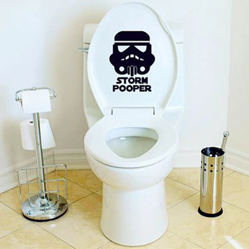 STORM TROOPER ON POOPER Toilet Seat Decal Funny Bathroom Label Sticker ...