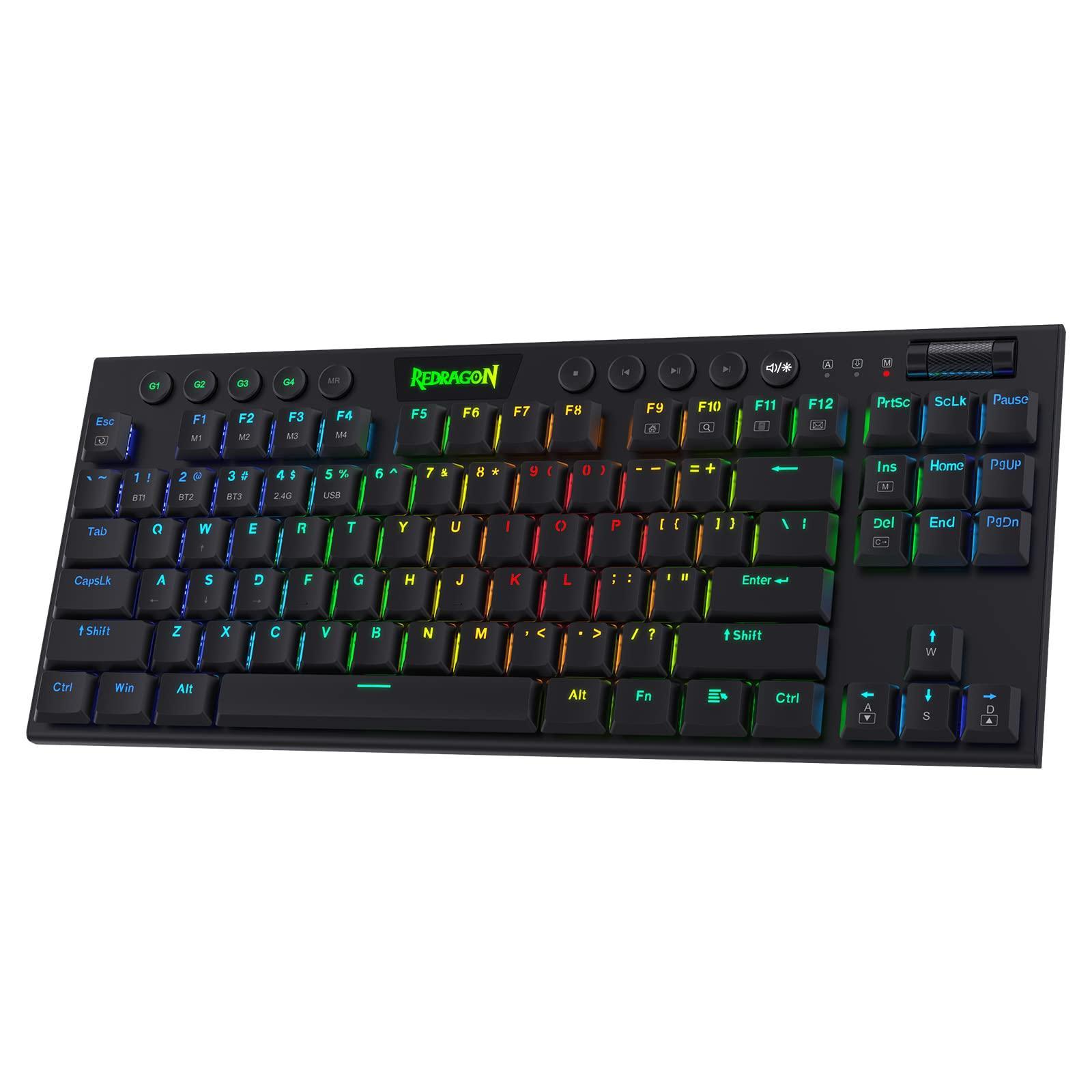 Redragon K621 Horus TKL RGB Mechanical Keyboard, 5.0 BT/2.4 Ghz/Wired ...