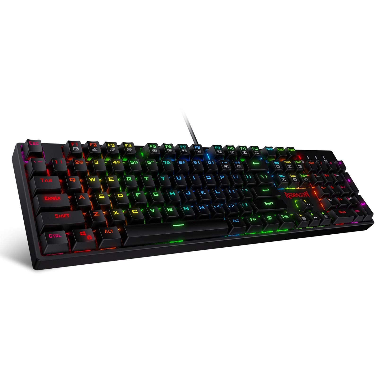 Redragon SU-RARA K582 RGB LED Backlit Mechanical Gaming Wired Keyboard ...